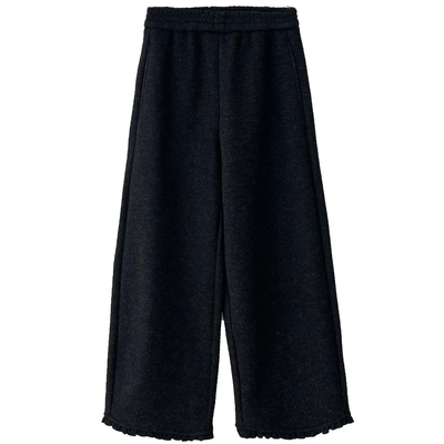 花边毛呢裤加绒休闲裤女秋冬