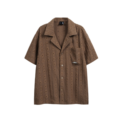 LFH写意老钱风提花短袖男衬衫