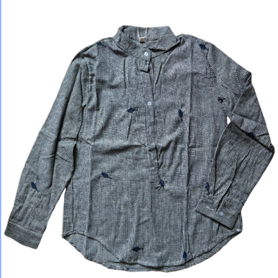 2025秋季棉麻韩版绣花长袖衬衣