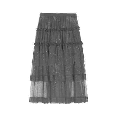 s.deer松紧网纱波点不规则蛋糕裙