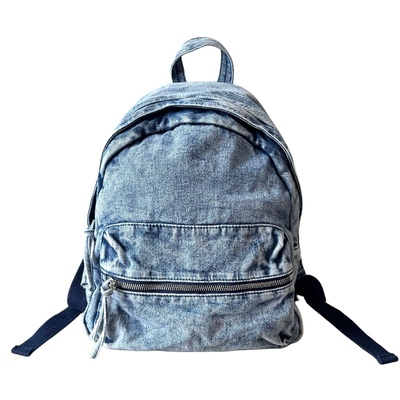 BINGBONG|原创 奇拉美 洗水牛仔蓝背包辣妹帆布双肩包小书包