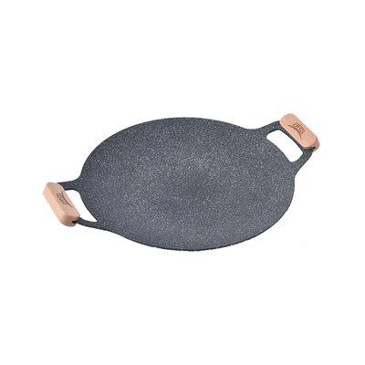 户外露营烤肉盘带防滑圈防烫木手柄卡式炉煎烤盘【兄弟BRS】