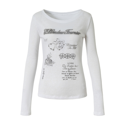 RPB BRAND透气宽领口圆领长袖T恤女修身显瘦百搭打底衫辣妹风上衣