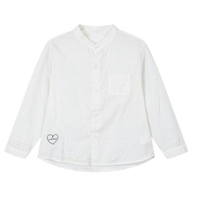 UCNOO与虫男童纯棉长袖衬衫2025春夏款儿童宝宝白色格纹短袖衬衣