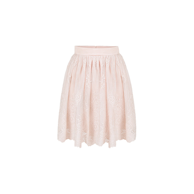 重工蕾丝刺绣网纱A摆半身裙