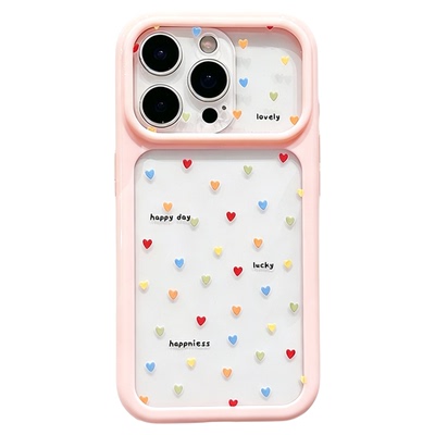 Ins Full Print Heart Starry Large Camera Window Phone Case 适用 iPhone 17 16 Pro Max 15 14 13 12