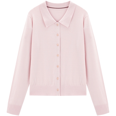 太平鸟温柔撞色翻领开衫