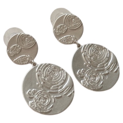 甄奢国风银饰品烧白素银耳饰