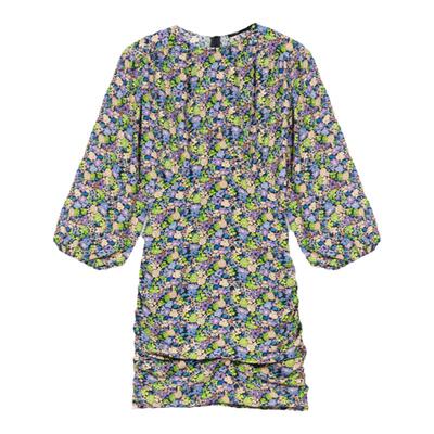 Maje收腰印花连衣裙短裙