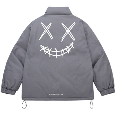 撕裂笑脸短款潮牌冬季加厚羽绒服