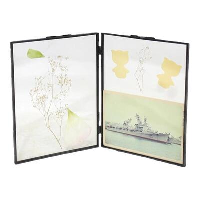 北欧复古黄铜折页玻璃相框 DIY植物标本夹桌面装饰摆件婚礼6 78寸
