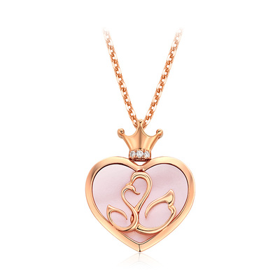 ENZO18K金粉贝镶钻项链优雅皇冠