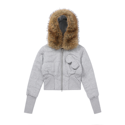 辣妹紧身毛领超短保暖