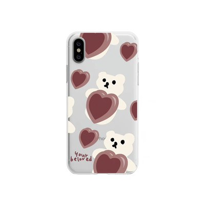 苹果ins油画小熊tpu情侣手机壳