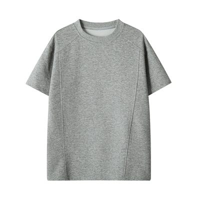 胖胖哥美式拼接圆领短袖t恤男夏季大码宽松男生半袖体恤上衣