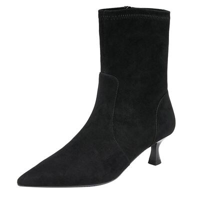 思加图巴黎小姐气质中靴时装靴女