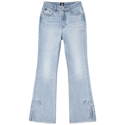 【张凌赫代言】Lee25秋冬新品426修身高腰微喇天丝浅蓝女牛仔裤