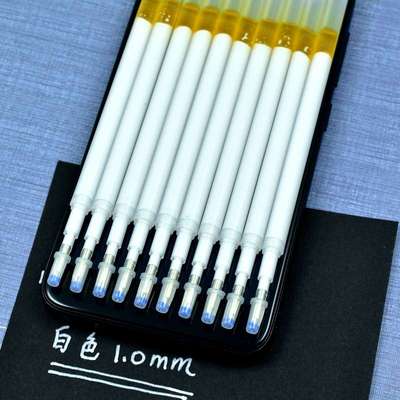 大容量白色黑底写白字1.0mm笔芯光中性高卡纸黑水用硬笔书法绘画