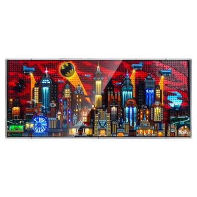 乐一百适用乐高哥谭市展示盒76271蝙蝠侠动画版透明挂墙防尘罩