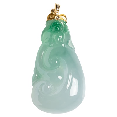 翠贵人18K冰种阳绿吉祥如意吊坠