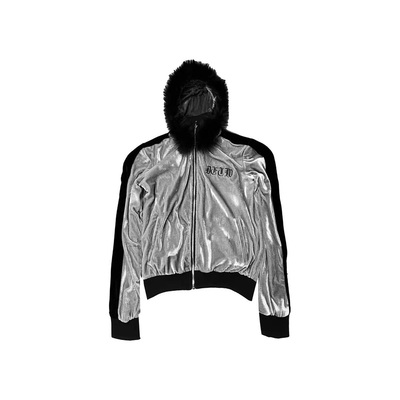 DETW银丝绒拉链连帽卫衣外套