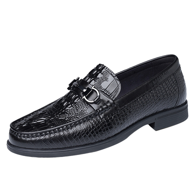 老人头英伦乐福鞋鳄鱼纹头层牛皮