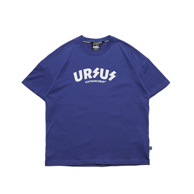 LNBR国潮25夏季新品蓝色字母印花短袖oversize宽版男女同款T恤