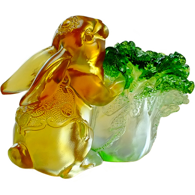 玉兔招财水晶琉璃兔子摆件吉祥物