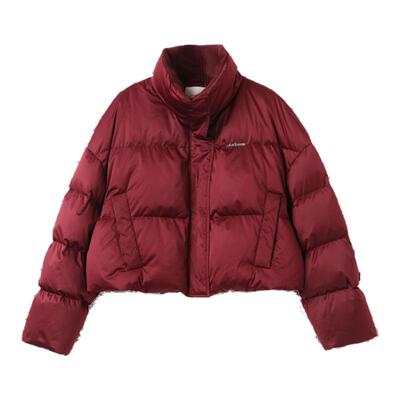 西町村屋美式复古缎面面包羽绒服