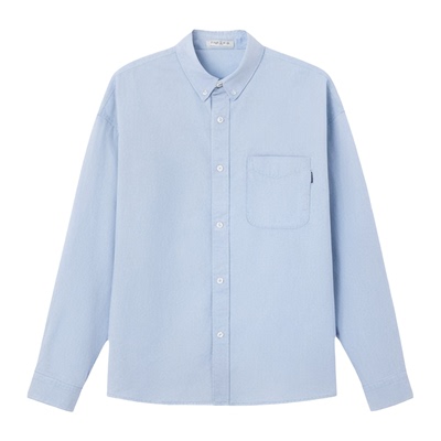 简约胸口包小标衬衫女休闲纯色