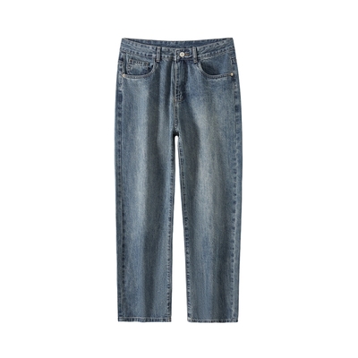 纽扣长裤水洗四季挺阔有型牛仔裤