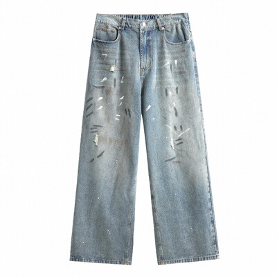 休闲时尚潮牌做旧牛仔裤REOCHA