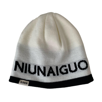 韩系字母黑色针织冷帽女秋冬季