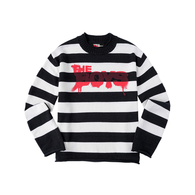 【黑袍纠察队官方联名】WHOOSIS 印花条纹毛衣秋冬保暖休闲男女潮