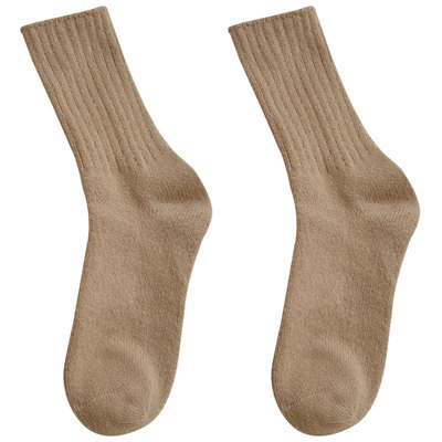 加厚保暖女羊毛甜美奶油系中筒袜