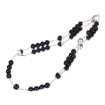 黑曜石银项链简约高级款生财链