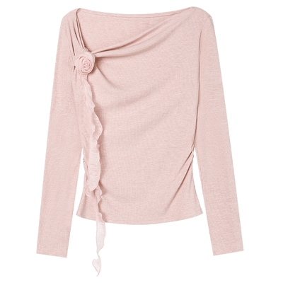 白鹿语法式温柔风花朵T恤