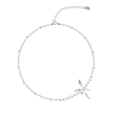 AMO兰花人造珍珠项链chocker复古