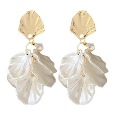 Terzarima轻奢金属贝壳花朵耳环