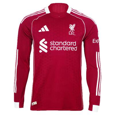 天朗足球阿迪达斯2526赛季利物浦主场长袖球员版球衣足球服JV6445