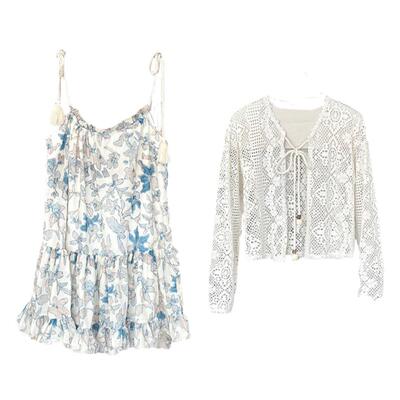 Kerry吊带裙 多巴胺甜妹麻绳绑带可爱蝴蝶娃娃裙小个子遮肉连衣裙