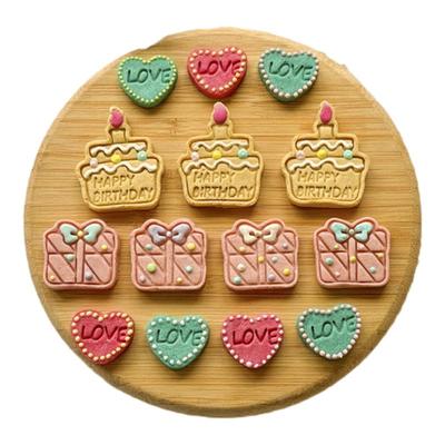 生日蛋糕礼物爱心淋面小饼干装饰