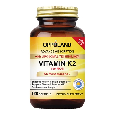 Oppuland维生素k2脂质体胶囊MK-7型100mcg补钙中老年成人美国进口