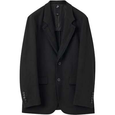 JDV商场同款男士黑色棉麻西装