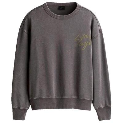 HM男装女装卫衣冬季宽松美式重磅圆领水洗做旧套衫1252132