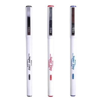 晨光GP1390签字笔半针管白色笔壳小白中性笔0.5mm简约高颜值学生考试水笔商务办公碳素小白杆黑笔教师批改红