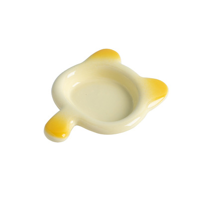 猫猫造型陶瓷防黑下巴手柄餐盘