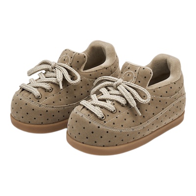 【林允同款】SMILEY笑脸波点面包卡其色冬女厚底增高圆头大头鞋子