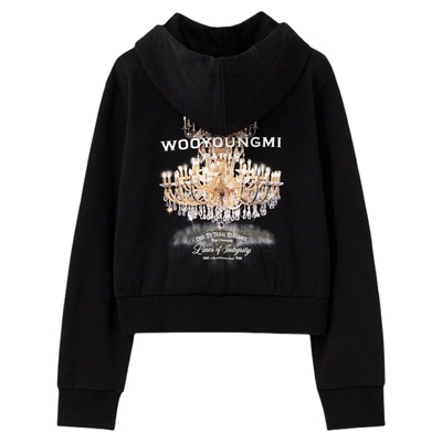 新品WOOYOUNGMI25秋冬女士简约休闲日常舒适吊灯印花长袖卫衣