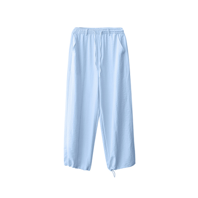 alex stevens高腰休闲裤抽绳运动风阔腿裤女夏季宽松垂感直筒长裤